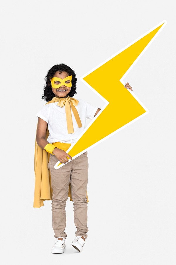 Cheerful superhero lightning bolt | Premium PSD - rawpixel