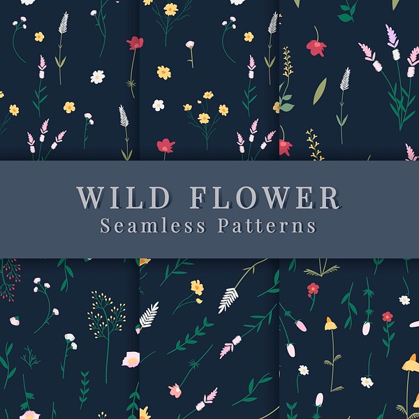 Wild flower seamless pattern vector | Premium Vector - rawpixel