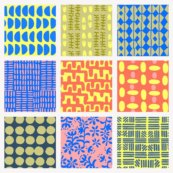 Block print pattern, vintage background | Premium PSD - rawpixel