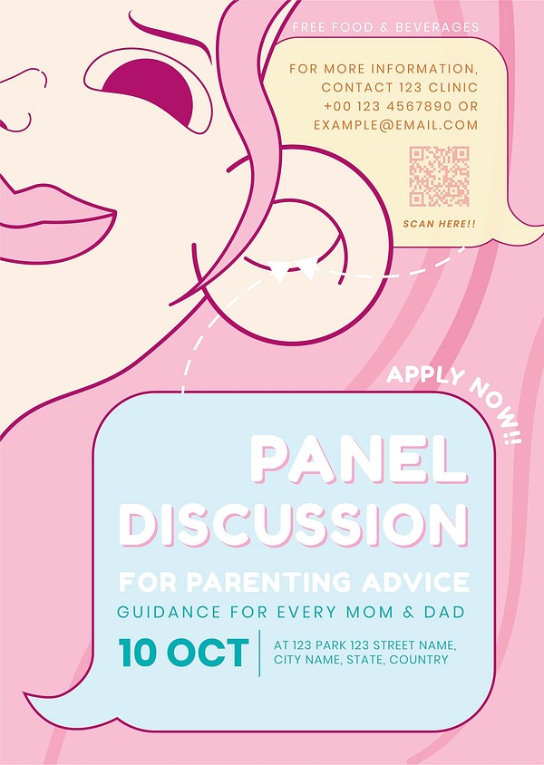 Cute invitation poster template, mental | Free Vector Template - rawpixel