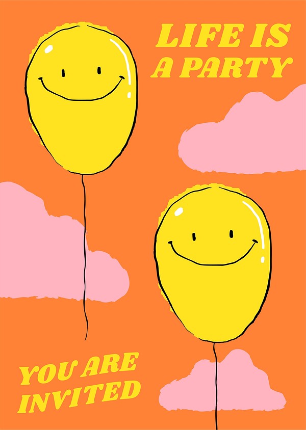 Cute party invitation quote template, | Premium Vector Template - rawpixel