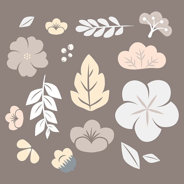 Beige spring flowers vector collection | Premium Vector - rawpixel