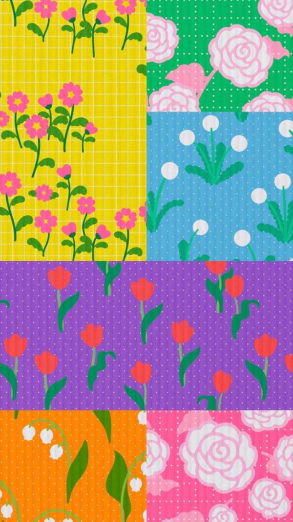 Floral patchwork pattern mobile wallpaper, | Free Photo - rawpixel