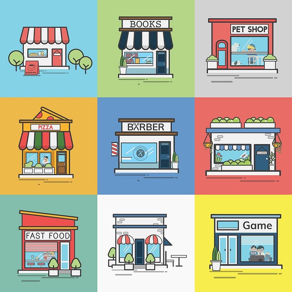 Collection of shops and stores | Premium Vector - rawpixel
