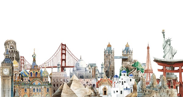Collection architectural landmarks world watercolor | Premium Vector ...