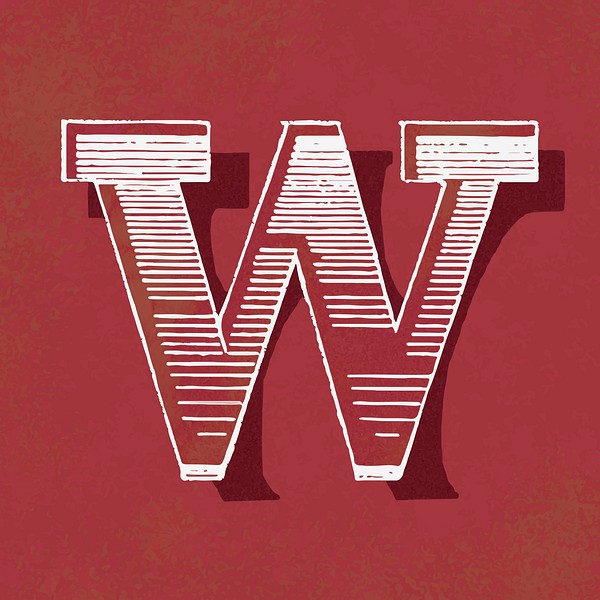 Capital letter W vintage typography | Premium Vector - rawpixel