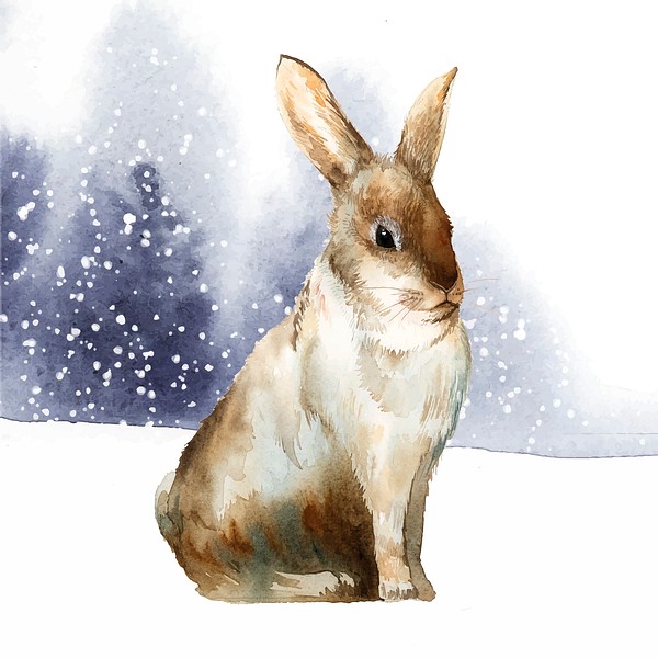 Wild brown rabbit winter wonderland | Premium Vector Illustration ...