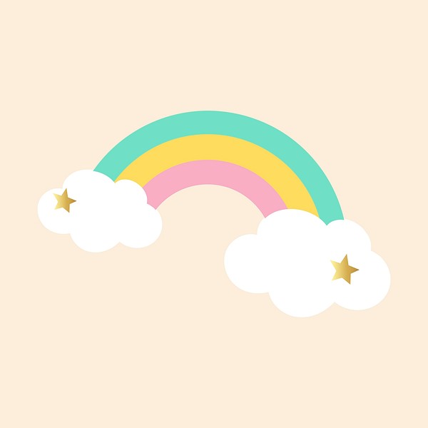 Rainbow on clouds magical vector | Premium Vector - rawpixel