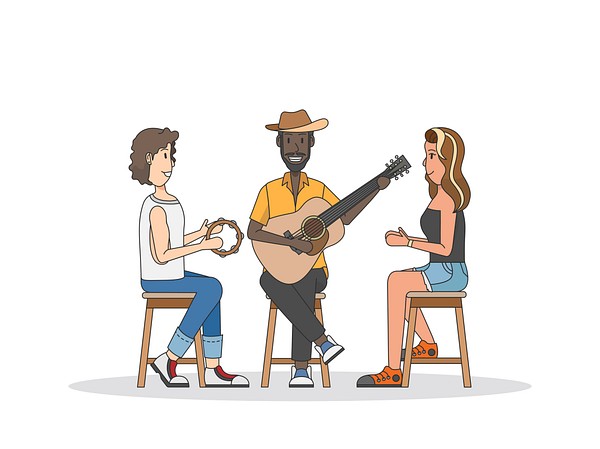 Trio of musicians performing | Premium Vector Illustration - rawpixel