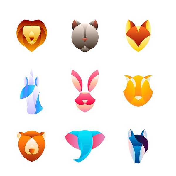 Set linear graphic animal heads | Free Vector - rawpixel