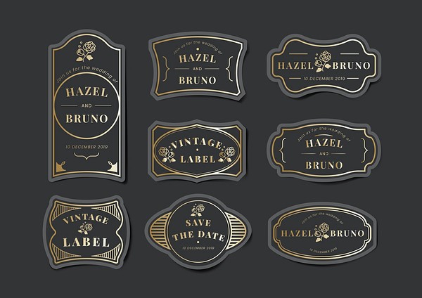 Vintage wedding invitation label vector | Premium Vector - rawpixel