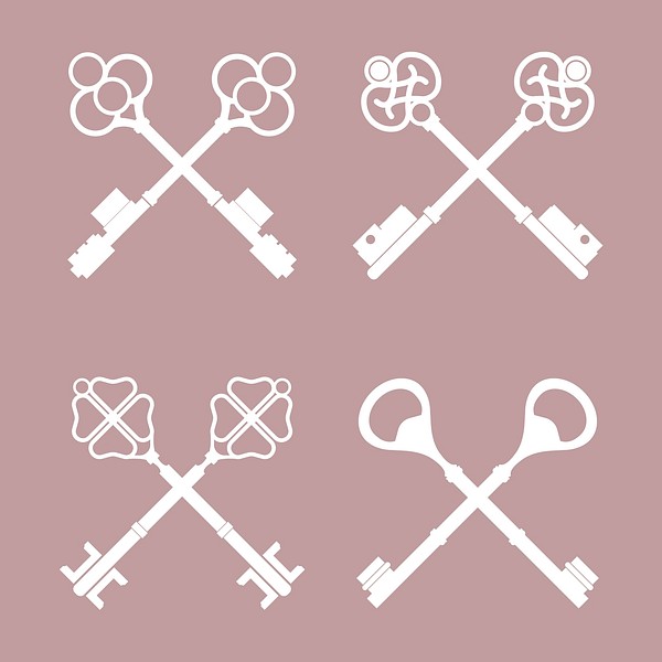 Set vintage crossed key vectors | Premium Vector - rawpixel