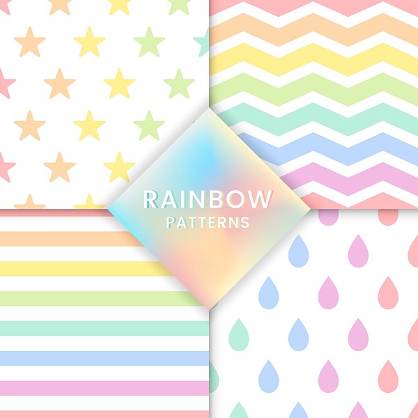 Colorful rainbow patterns vector set | Premium Vector - rawpixel