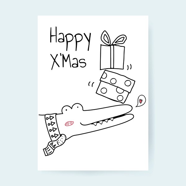 Hand drawn alligator wishing a Merry | Premium Vector - rawpixel