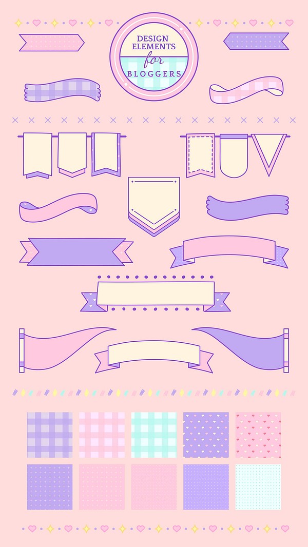 Cute pink design elements bloggers | Premium Vector - rawpixel