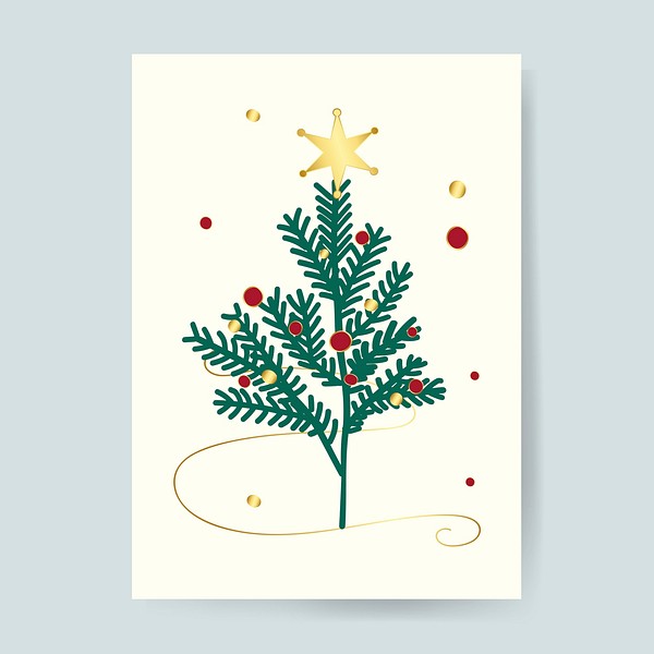 Decorated Christmas tree card design | Premium Vector - rawpixel