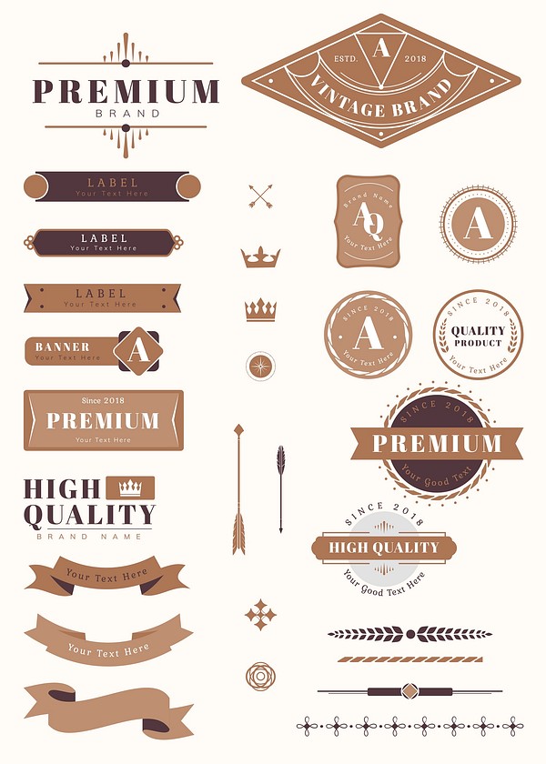 Vintage premium design element set | Premium Vector - rawpixel