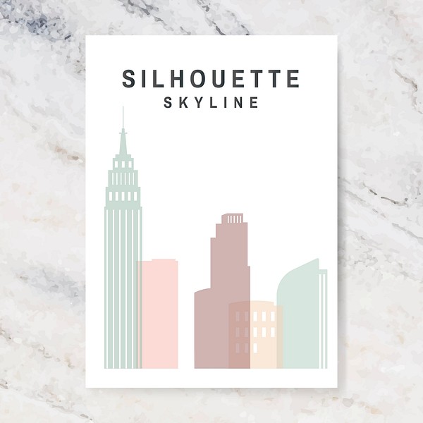 Silhouette skyline poster template vector | Free Vector - rawpixel