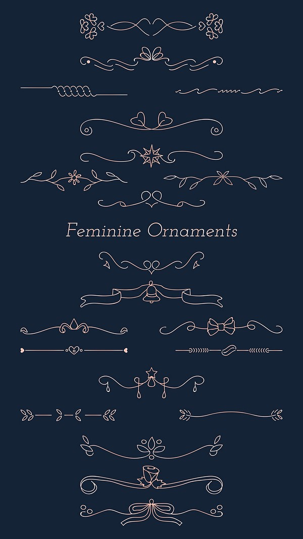 Pink feminine ornamental dividers vector | Premium Vector - rawpixel