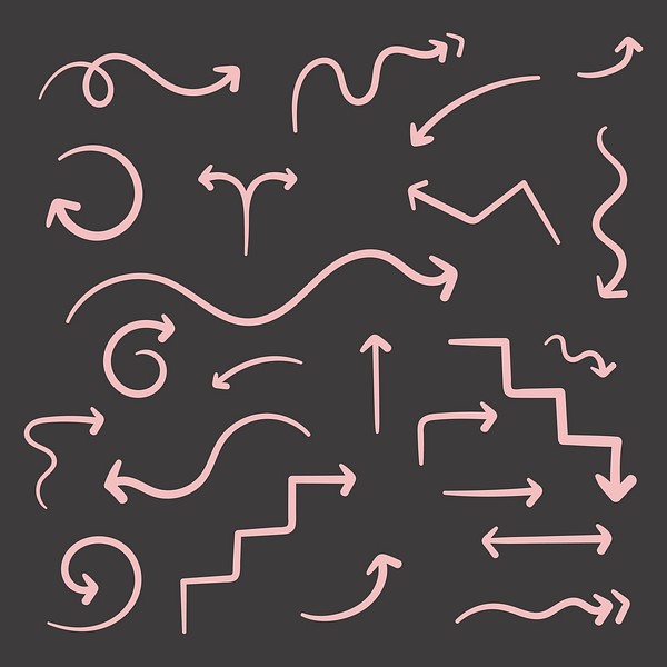 Pink arrow doodle vector collection | Premium Vector - rawpixel