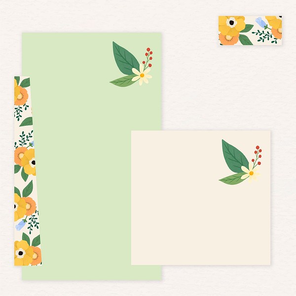 Floral note papers illustration | Premium PSD - rawpixel