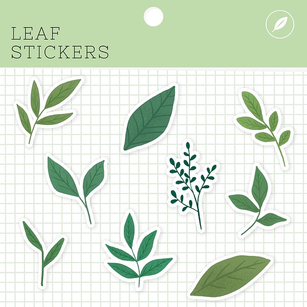 Leaf stickers package illustration | Premium PSD - rawpixel