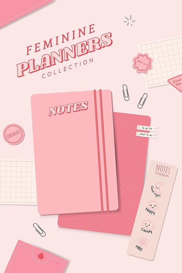 Pink stationery planner set vector | Premium Vector - rawpixel