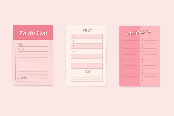 Pink notepad planner set vector | Premium Vector - rawpixel