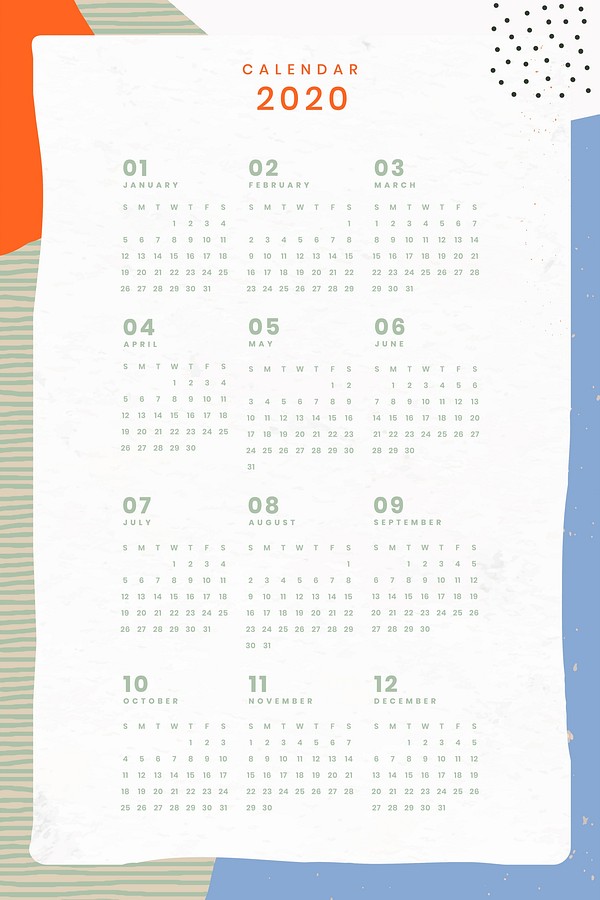 Colorful calendar 2020 vector set | Premium Vector - rawpixel