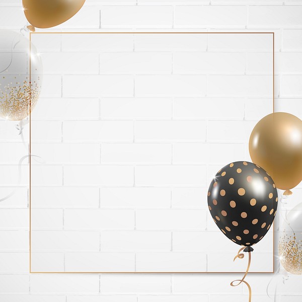 Golden square balloons frame design | Premium Vector - rawpixel