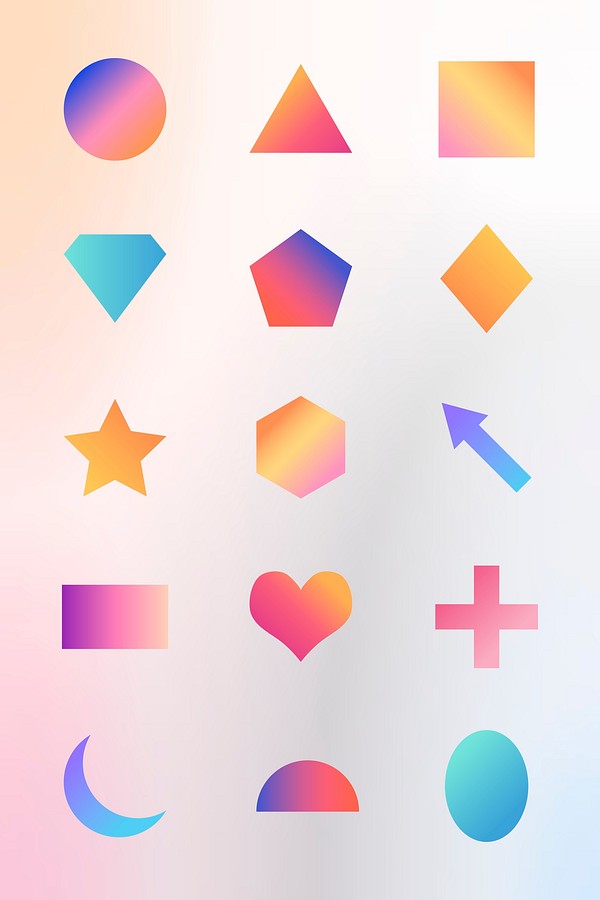 Colorful gradient geometric shapes set | Premium Vector - rawpixel