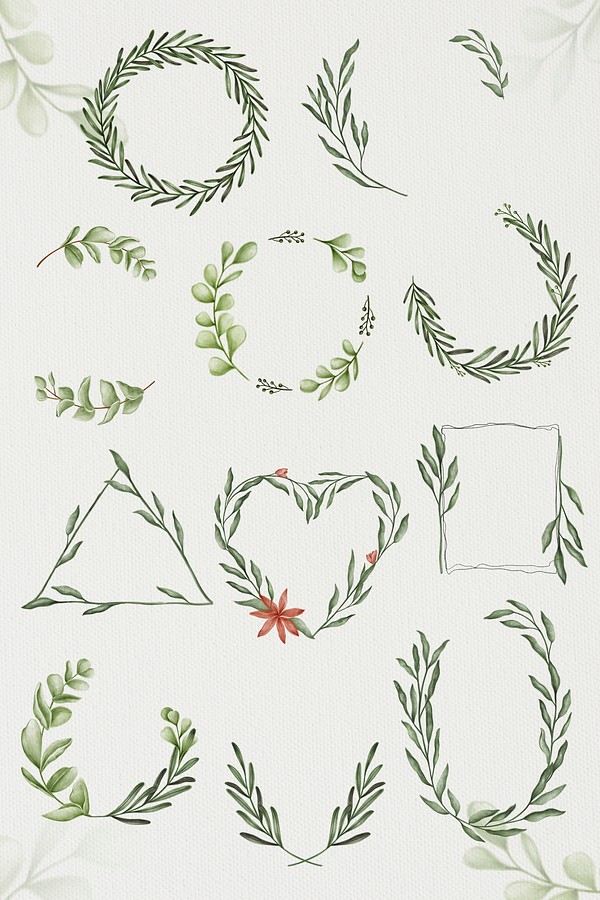 Floral wreaths collection illustration | Premium PSD - rawpixel