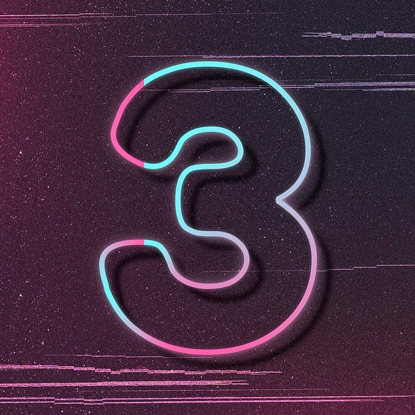 Pink neon glow number 3 | Premium PSD - rawpixel