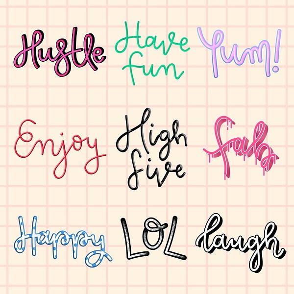 Fun words calligraphy font text | Free Photo - rawpixel