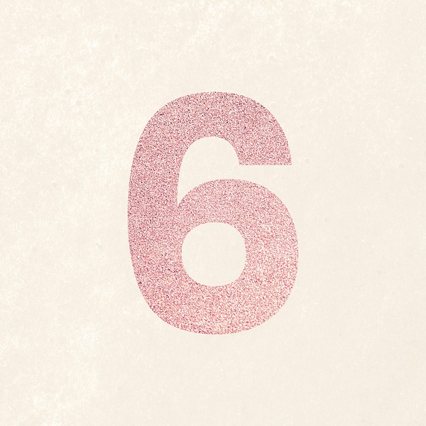 Glitter rose gold number 6 | Premium PSD - rawpixel