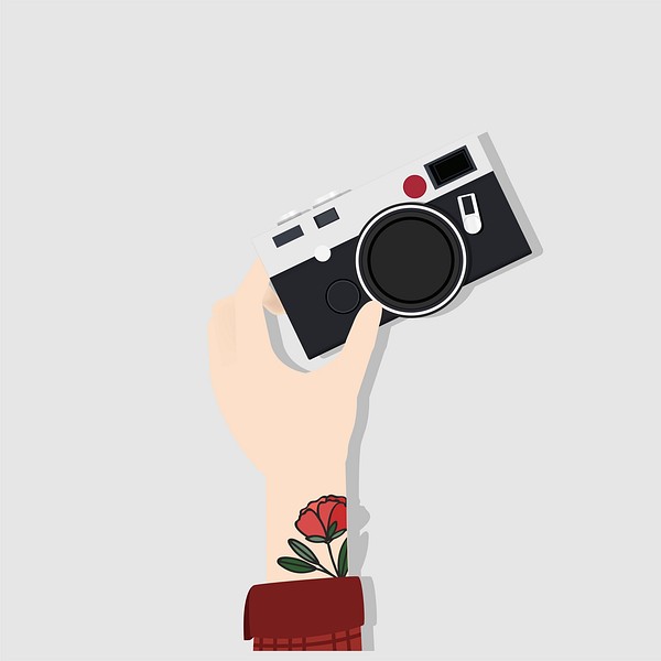 Illustration of hand holding camera | Free Vector - rawpixel