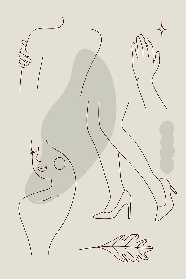 Feminine line art collection vector | Premium Vector - rawpixel