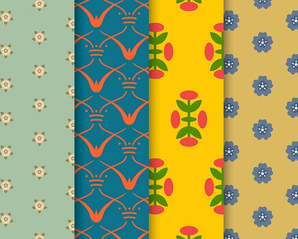Set of 4 vintage patterns | Free Vector - rawpixel