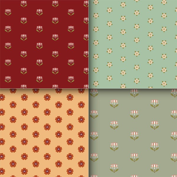 Set of 4 vintage patterns | Free Vector - rawpixel