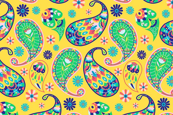 Bright yellow paisley pattern psd | Premium PSD - rawpixel