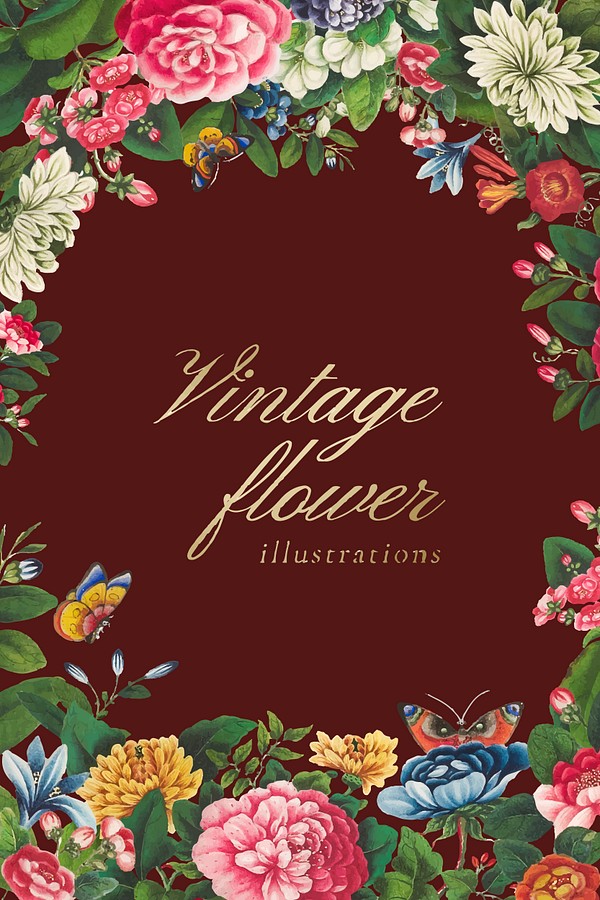 Vintage mixed Chinese flower frame | Premium Vector - rawpixel