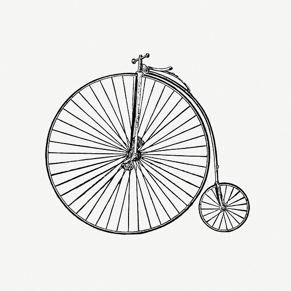 Vintage big wheel bicycle engraving | Premium PSD - rawpixel