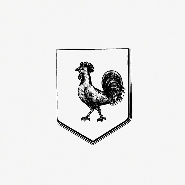 Cock shield, heraldic design book | Free Photo Illustration - rawpixel