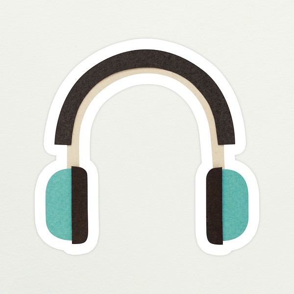 Green headphones paper craft sticker | Premium PSD - rawpixel