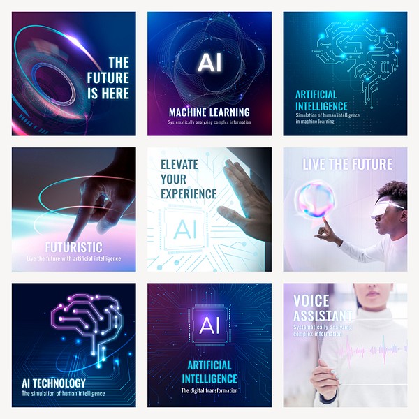 Futuristic AI technology template psd | Premium PSD - rawpixel