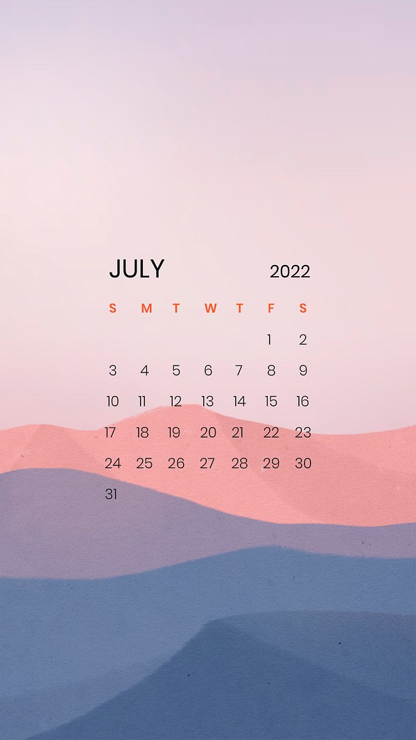 Mountain July monthly calendar iPhone | Premium PSD - rawpixel