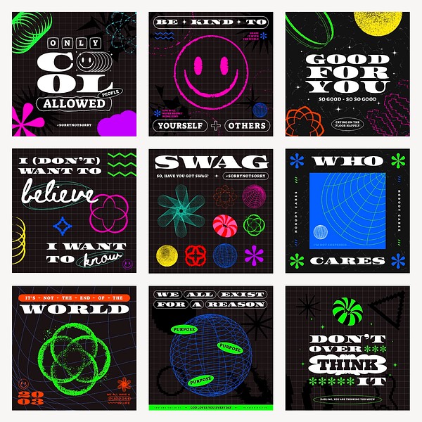 Funky party Instagram post templates, | Premium PSD - rawpixel