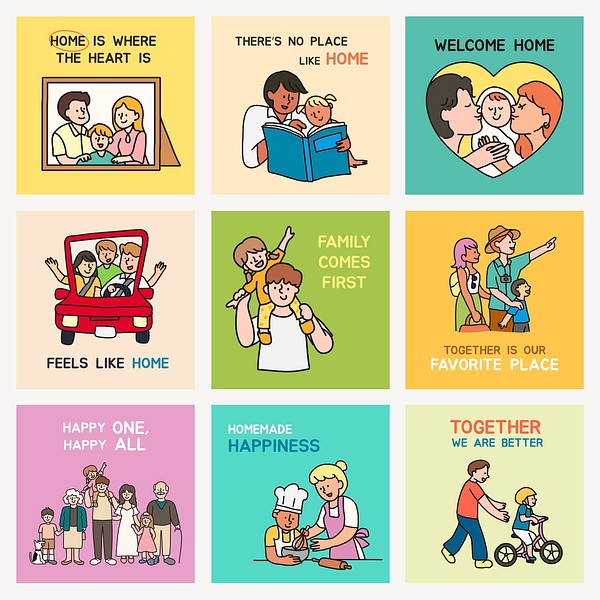 Family Instagram post templates set, | Premium Vector - rawpixel