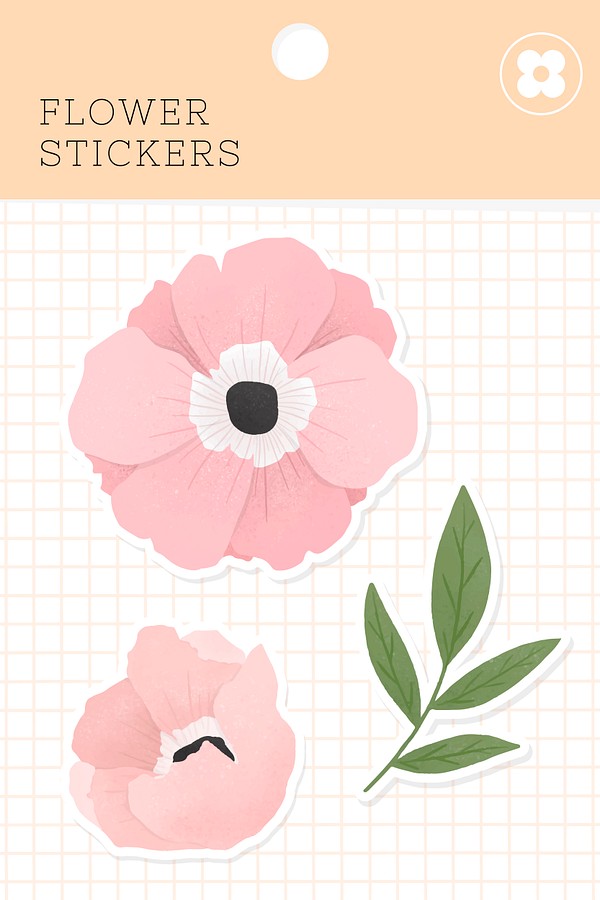 Flower stickers package vector | Premium Vector - rawpixel