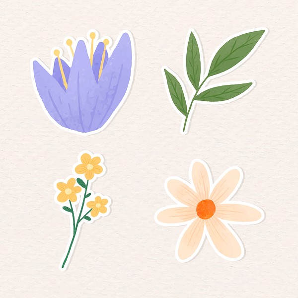 Colorful floral sticker set vector | Premium Vector - rawpixel